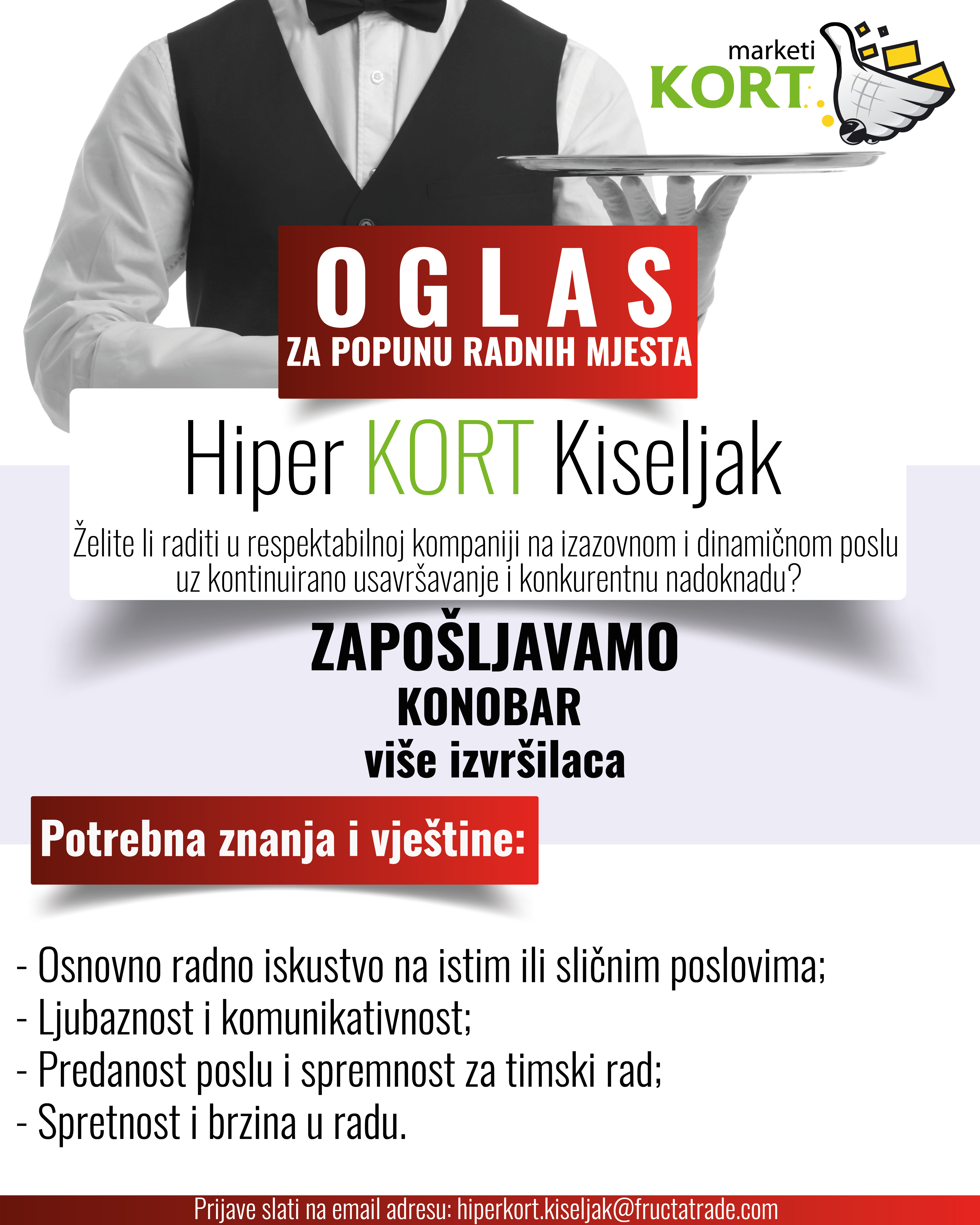 Oglas za posao – Hiper KORT Kiseljak | kiseljak.info